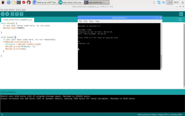 Raspberry Pi Serial Communication (UART) w/ Arduino & PC | ElectroPeak