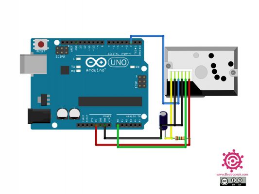 Interfacing GP2Y1010AU0F Optical Dust Sensor Module with Arduino