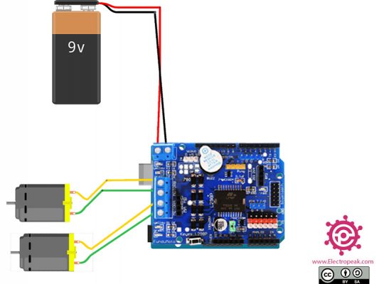 Interfacing L298P H-bridge Motor Driver Shield with Arduino - Electropeak