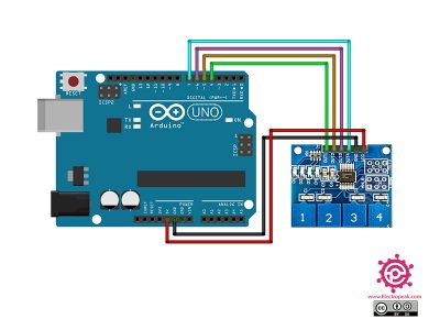 Interfacing TTP224 - 4 Channel Capacitive Touch Sensor with Arduino