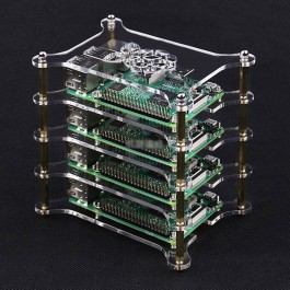 Raspberry Pi 4/3B+/3B Transparent 4-Layer Acrylic Cluster Case